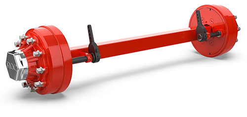 Essieu freiné carré de 80mm 8 goujons 320x75D voie de 1800mm (lg de ...